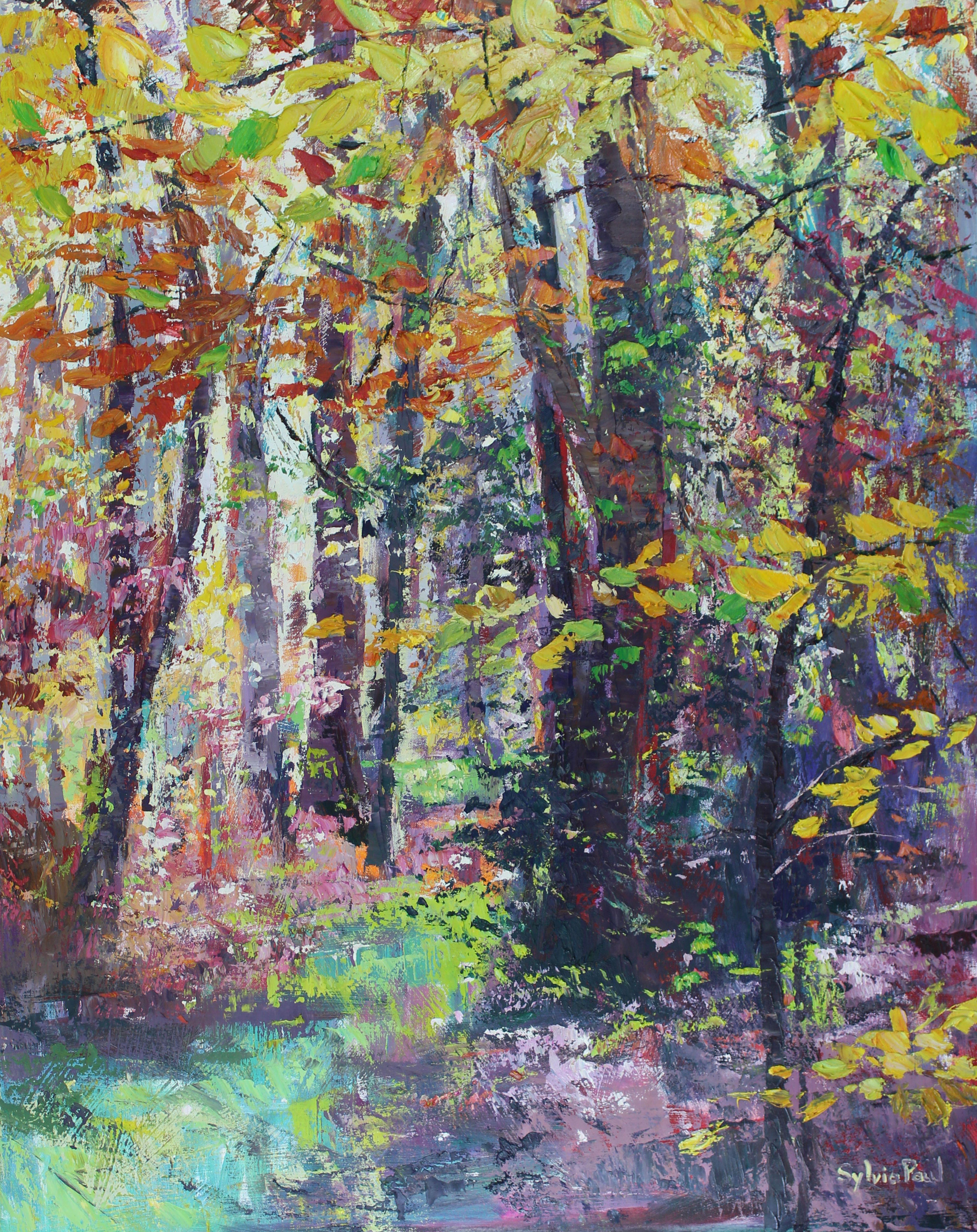 Sylvia Paul - Spring light in the forest original abstract landscape ...