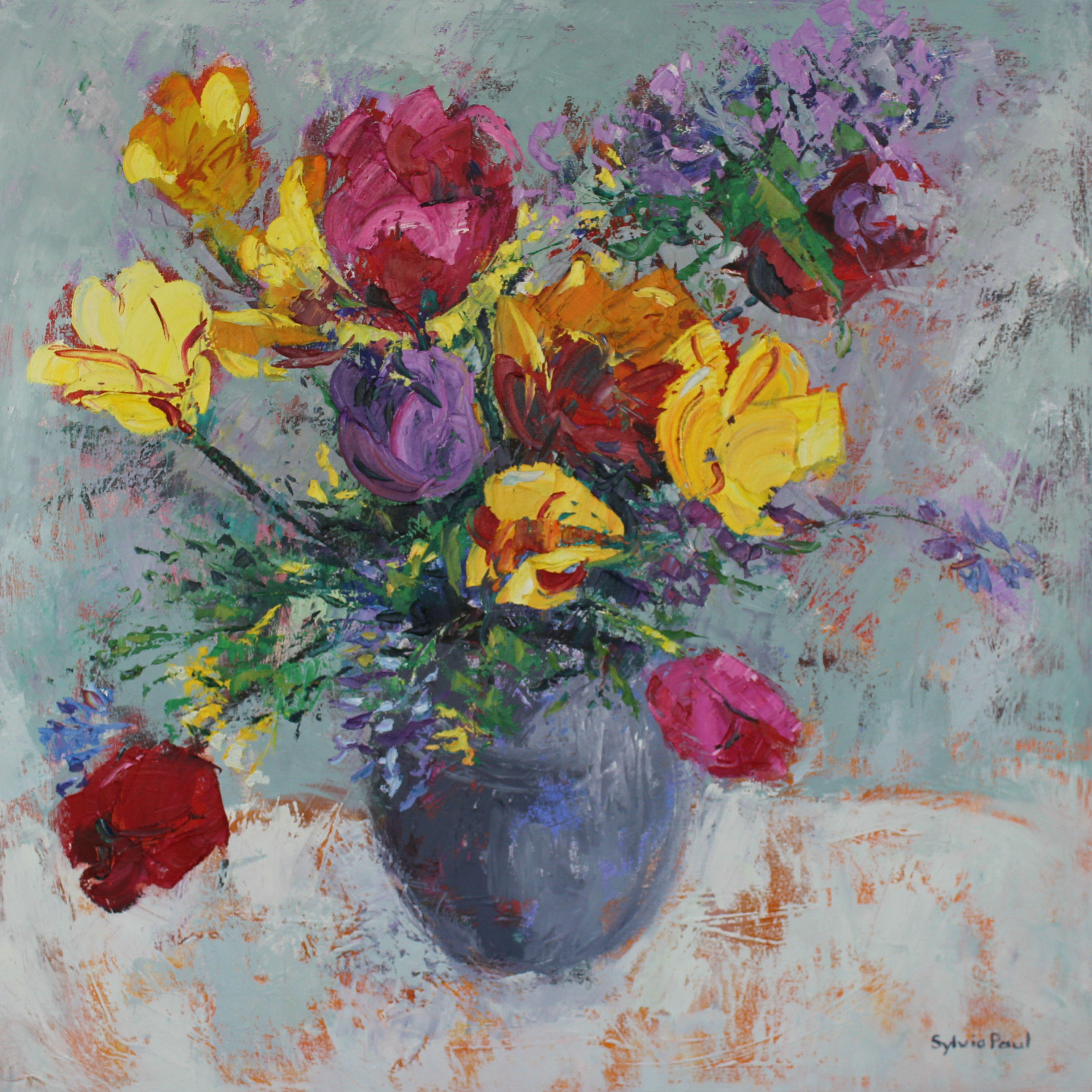 Sylvia Paul - Tulip Collection - abstract still life oil floral artwork ...