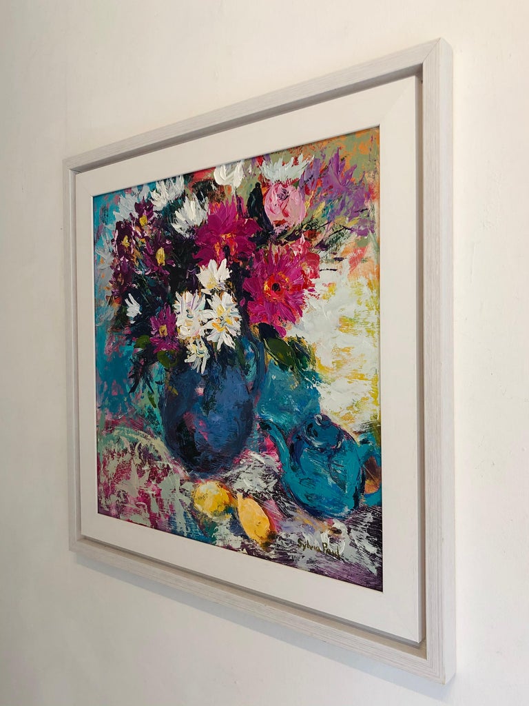 Sylvia Paul - Vase of Flowers with Lemons - floral fruit abstraction ...