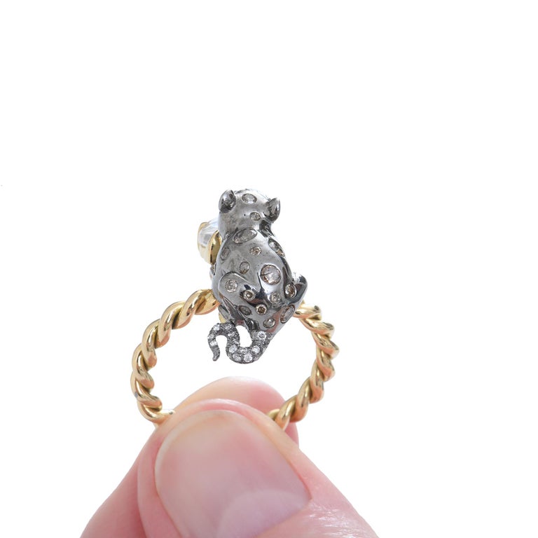 Sylvie Corbelin, Gold and Silver Mouse Ring at 1stDibs