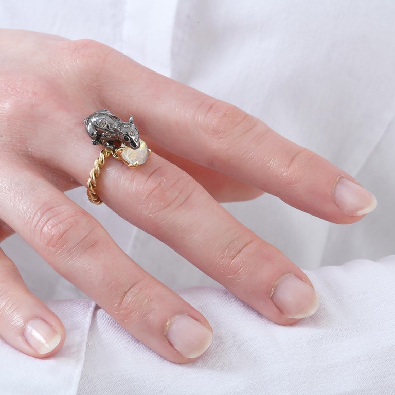 Sylvie Corbelin, Gold and Silver Mouse Ring at 1stDibs