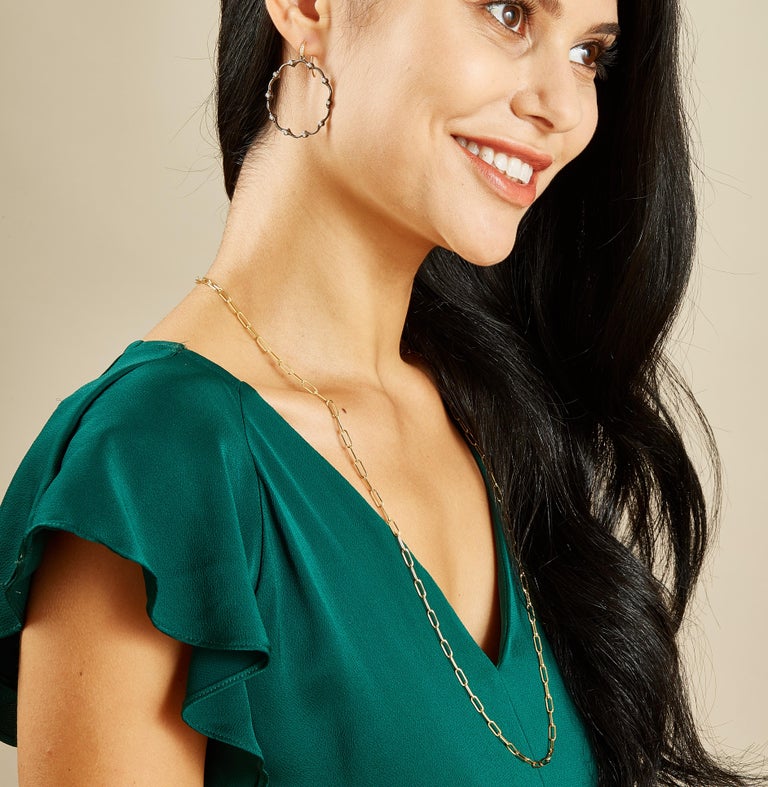 Syna 18 Karat Yellow Gold Paper Clip Link Chain For Sale at 1stDibs