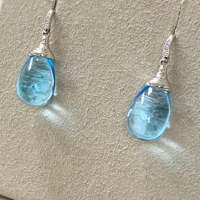 Syna Blue Topaz White Gold Mogul Drop Earrings For Sale at 1stDibs