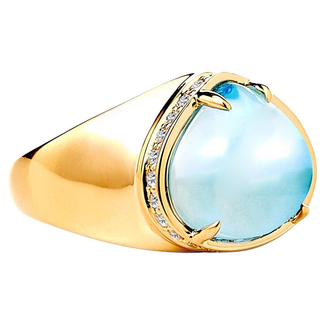 Cartier Paris Blue Topaz Gold Dome Ring at 1stDibs | cartier topaz ring