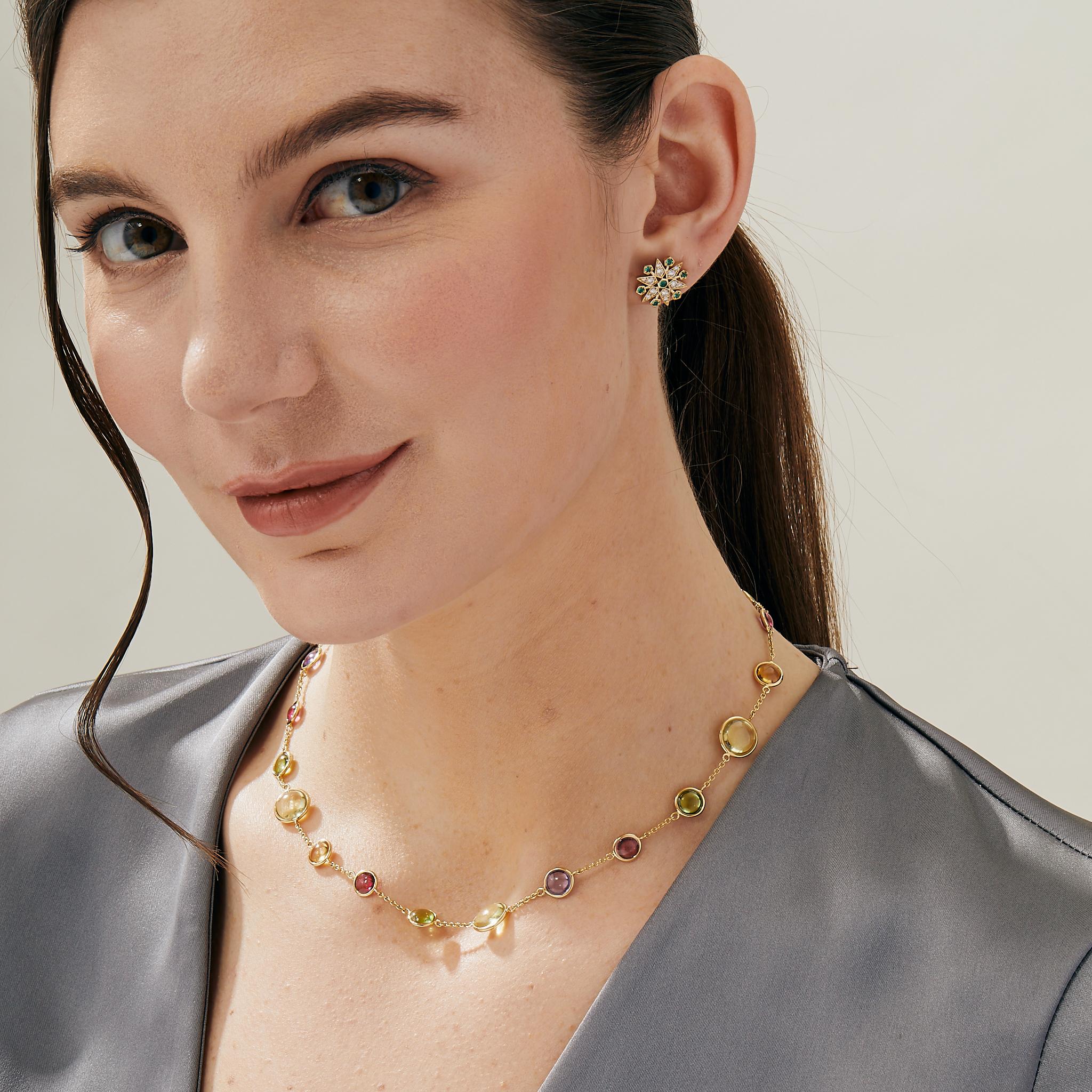 Syna Multi-Color Chakra Yellow Gold Necklace For Sale at 1stDibs | gold ...