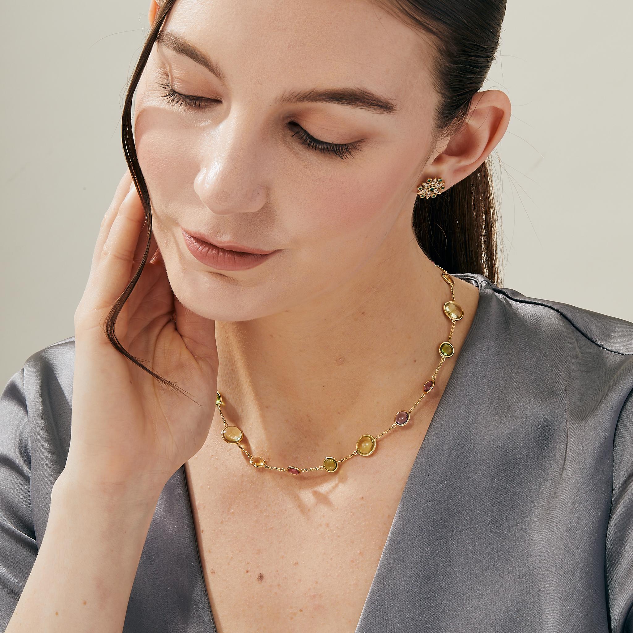 Syna Multi-Color Chakra Yellow Gold Necklace For Sale at 1stDibs | gold ...