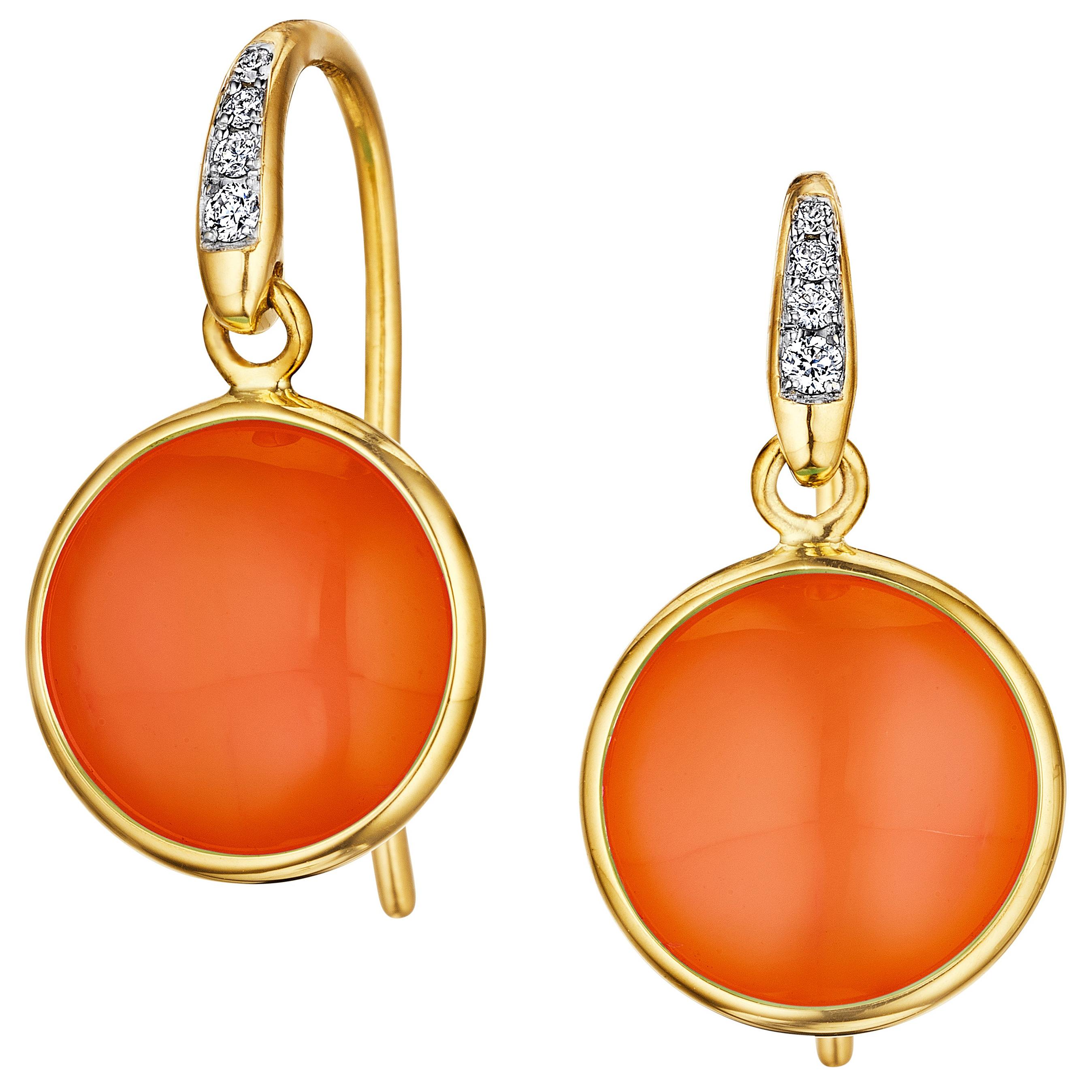 Rose Gold and Diamond Chalcedony Earrings at 1stDibs