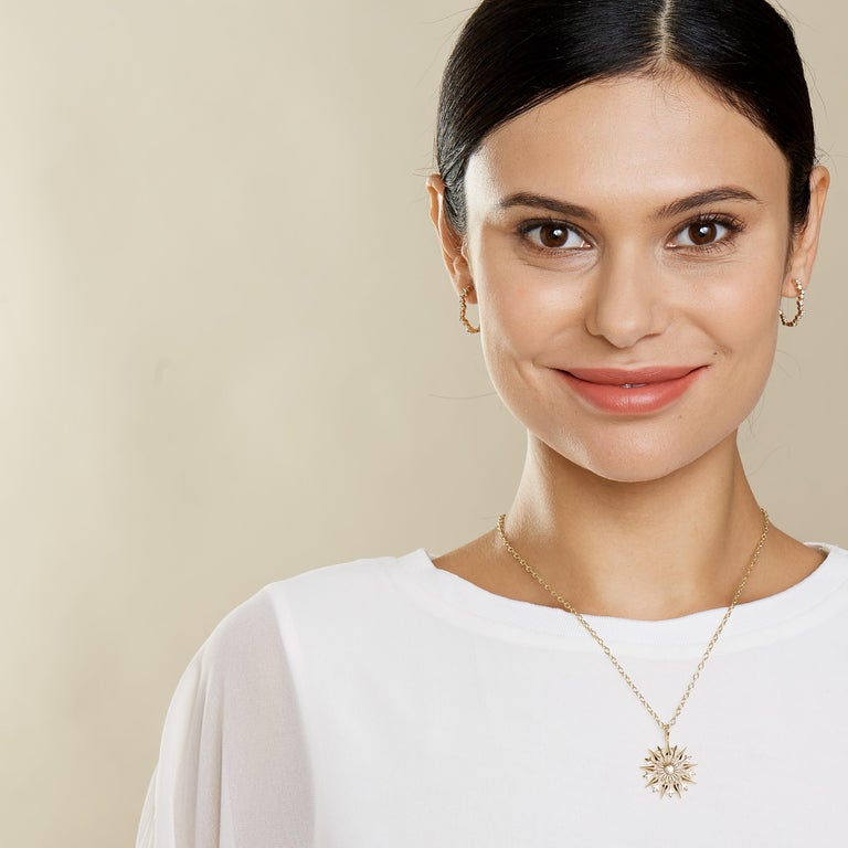 Syna Yellow Gold and Diamond Starburst Pendant For Sale at 1stDibs