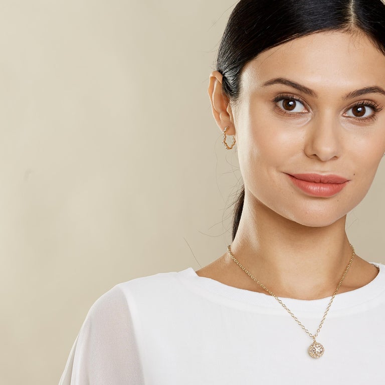 Syna Yellow Gold Ball Pendant with Diamonds For Sale at 1stDibs