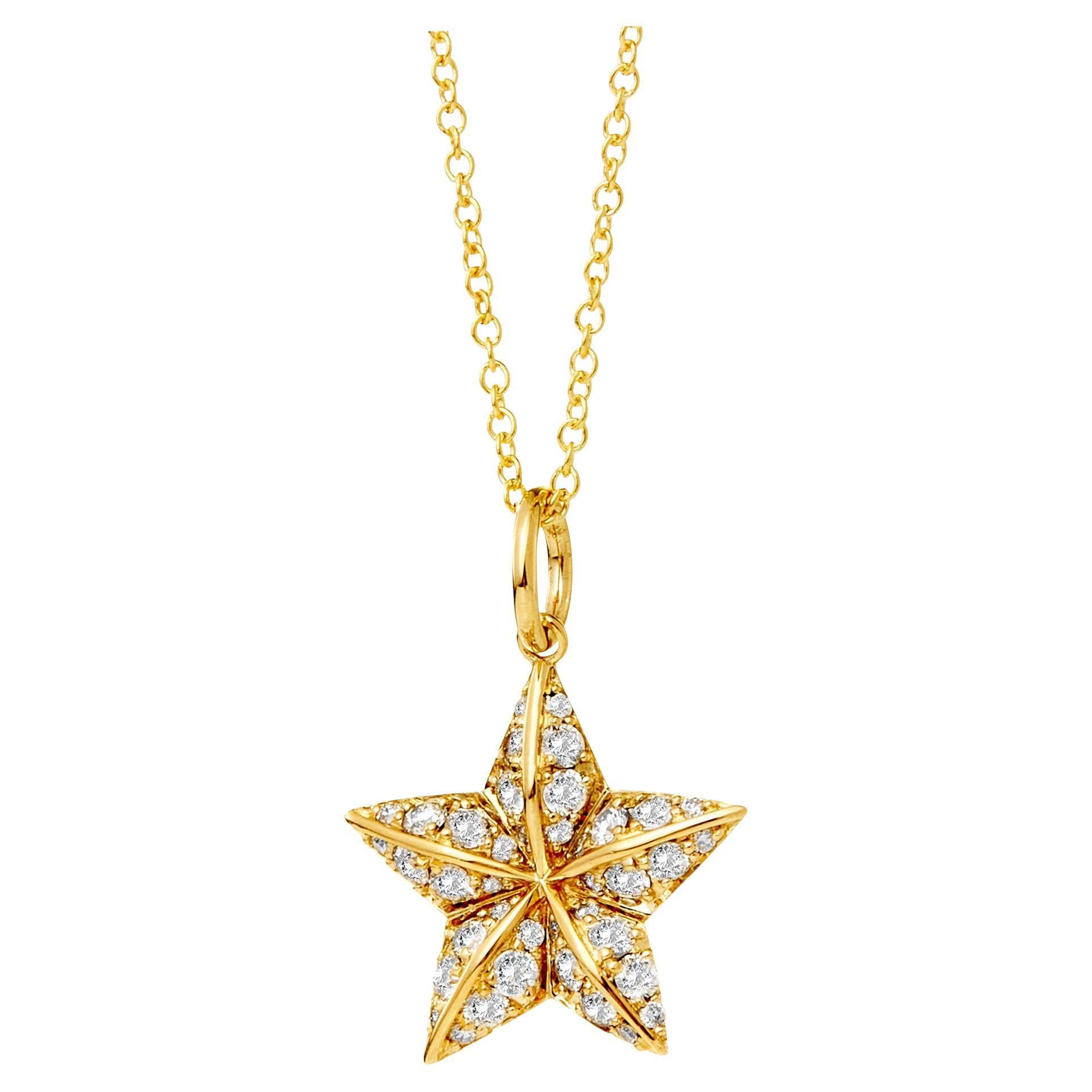 Syna Yellow Gold North Star Multi Sapphire Pendant with Diamonds For ...