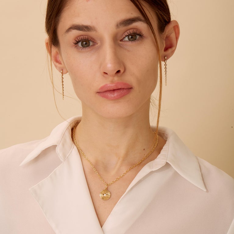 Syna Yellow Gold Evil Eye Enamel Reversible Pendant with Diamonds For ...