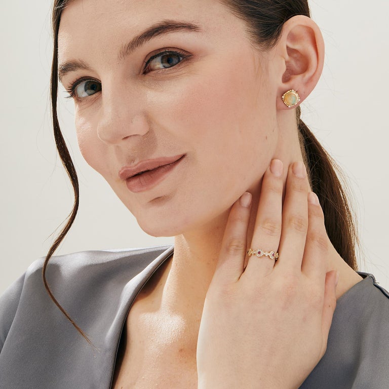 Syna Yellow Gold Flower Ring with Rubies and Diamonds For Sale at 1stDibs