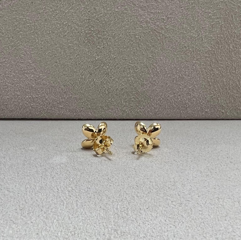 Syna Yellow Gold Flower Studs with Sleeping Beauty Turquoise For Sale ...