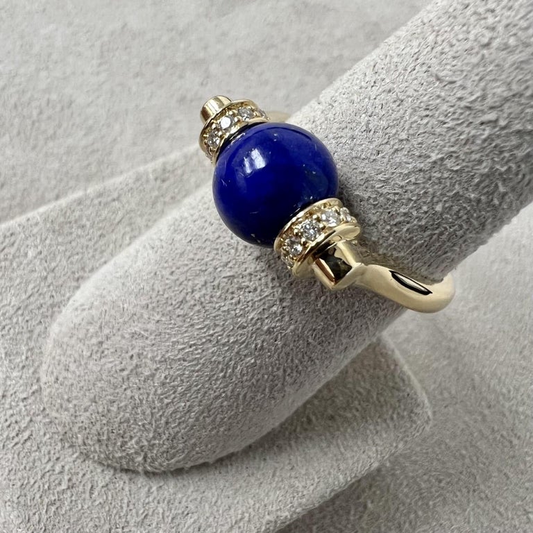 Syna Yellow Gold Lapis Lazuli Ring with Diamonds For Sale at 1stDibs