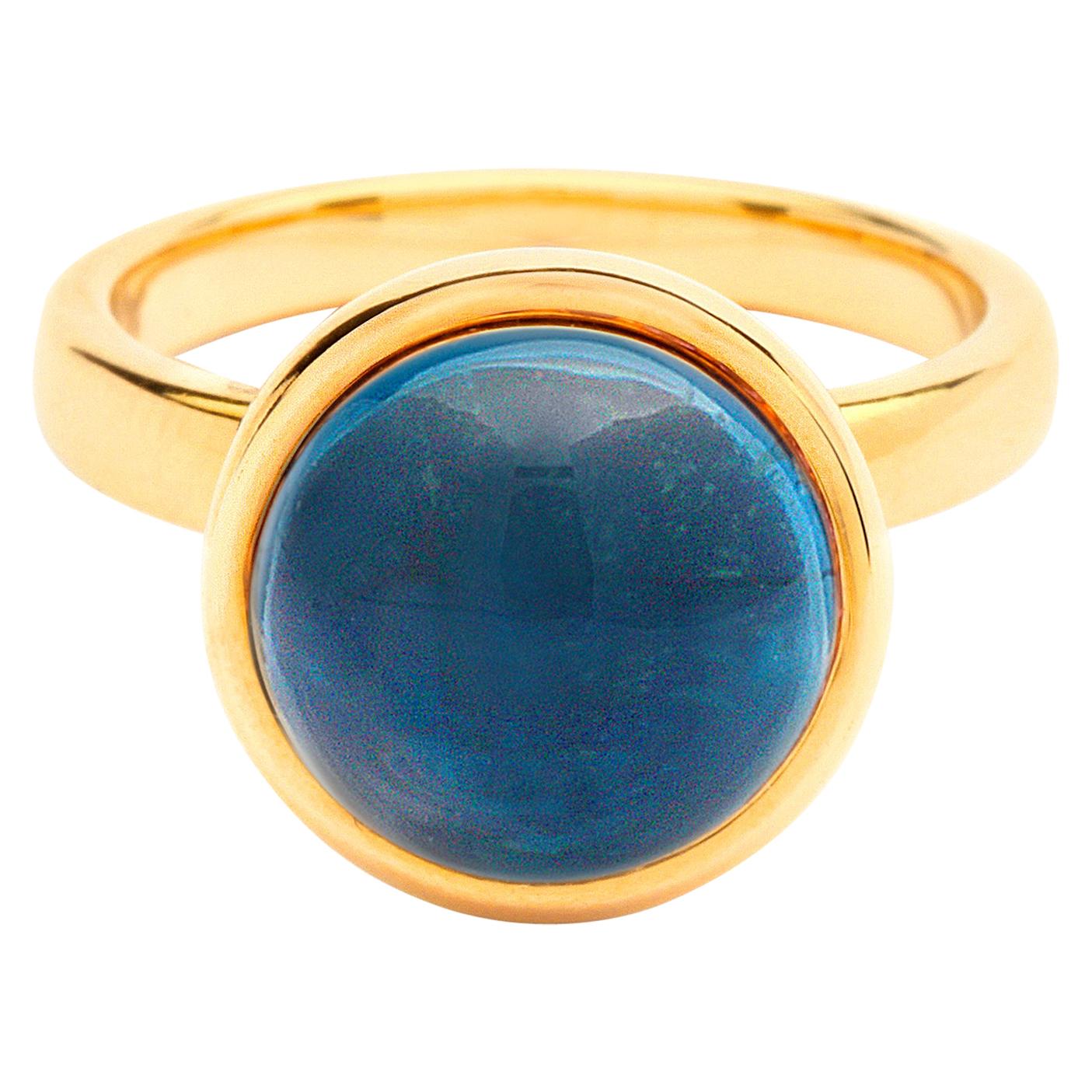 Large London Blue Topaz 8.5 Carat Ring 14 Karat Rose Gold at 1stDibs