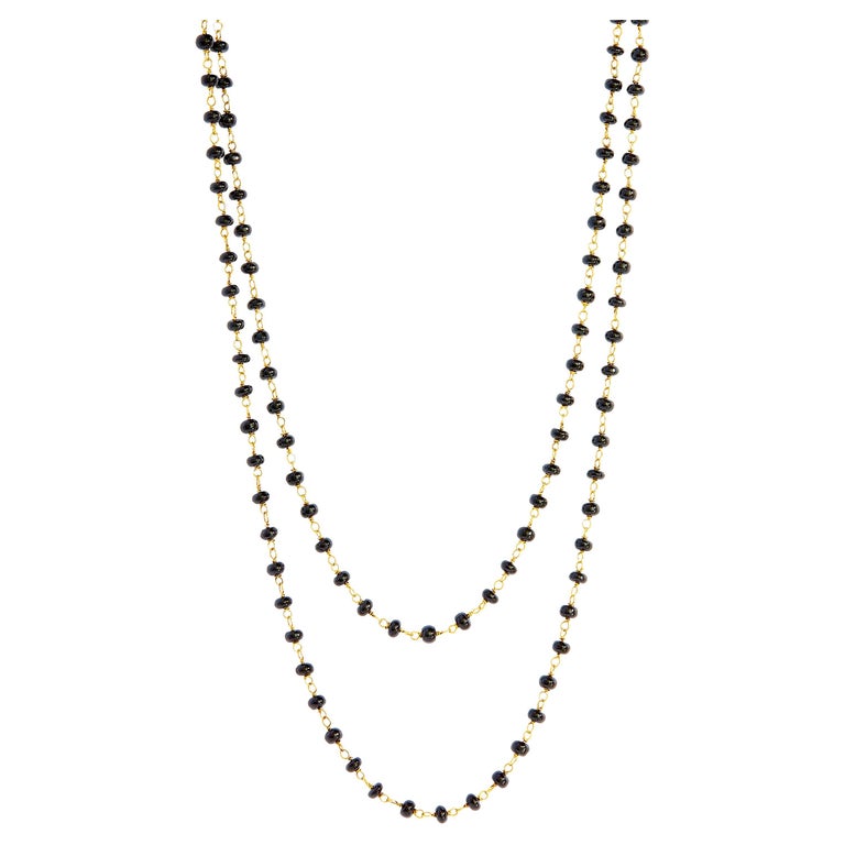 Syna Yellow Gold Limited Edition Black Spinel Bead Necklace For Sale at ...