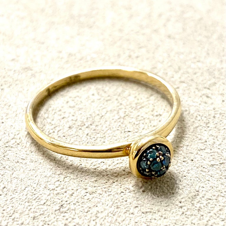 Syna Yellow Gold Mini Blue Diamond Pave Ring For Sale at 1stDibs