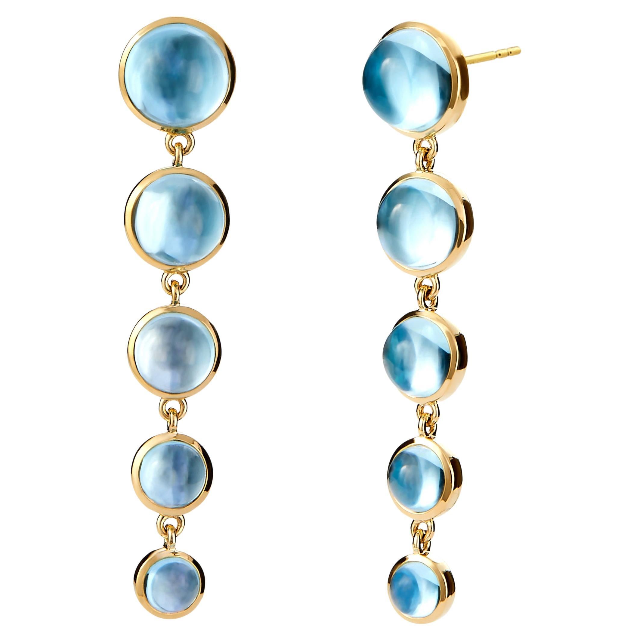 Syna Yellow Gold Mogul Blue Topaz Duster Earrings For Sale at 1stDibs