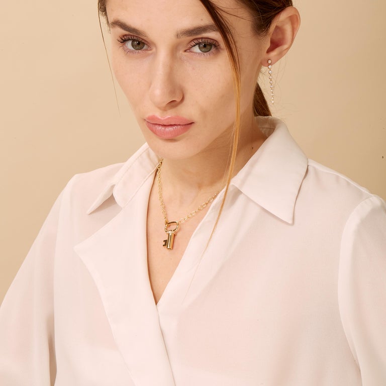 Syna Yellow Gold Mogul Key Pendant with Diamonds For Sale at 1stDibs