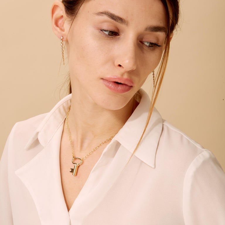 Syna Yellow Gold Mogul Key Pendant with Champagne Diamonds For Sale at ...