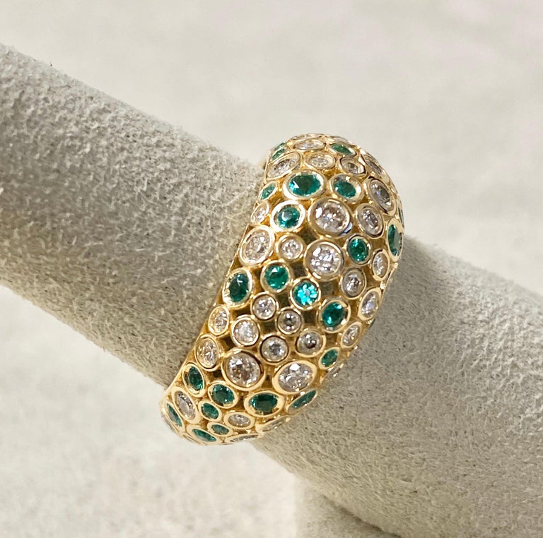 Syna Yellow Gold Mogul Ring with Emeralds and Champagne Diamonds For ...
