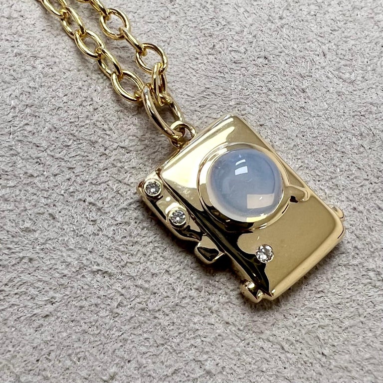 Syna Yellow Gold Moon Quartz Camera Charm with Champagne Diamonds For ...