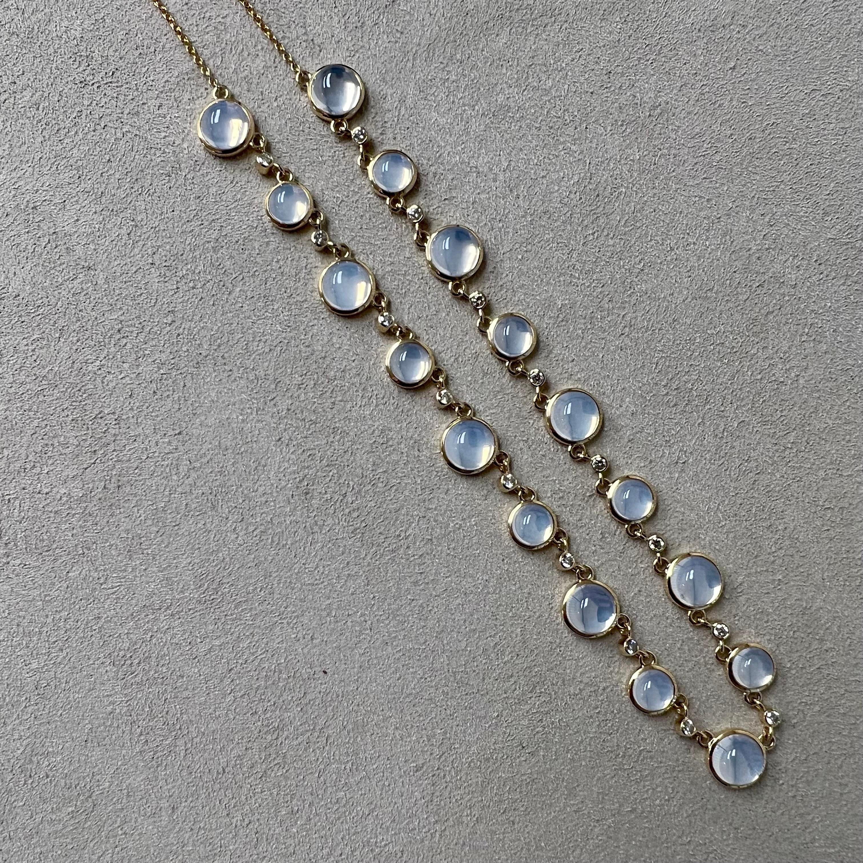 Syna Yellow Gold Moon Quartz Necklace with Diamonds For Sale at 1stDibs