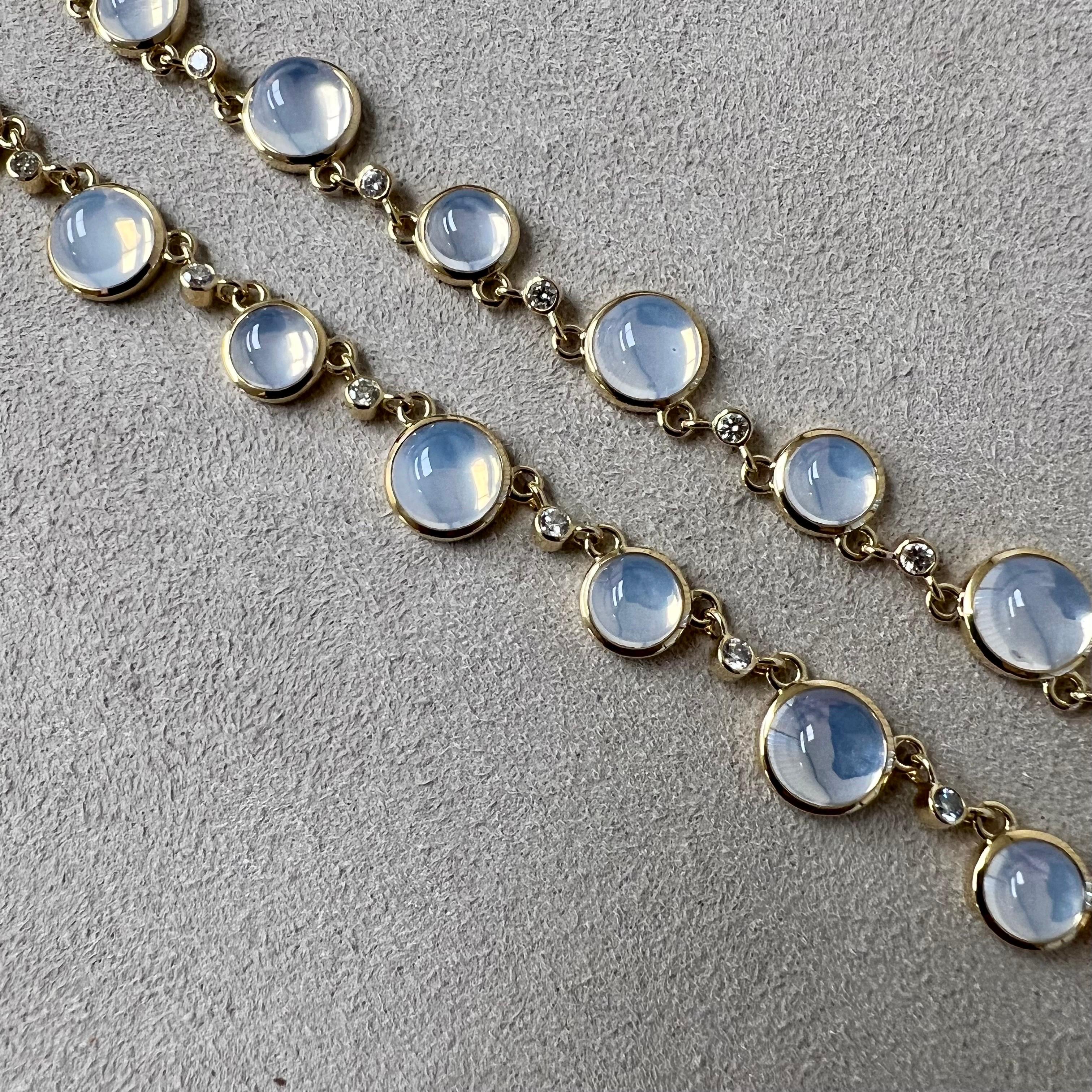 Syna Yellow Gold Moon Quartz Necklace with Diamonds For Sale at 1stDibs