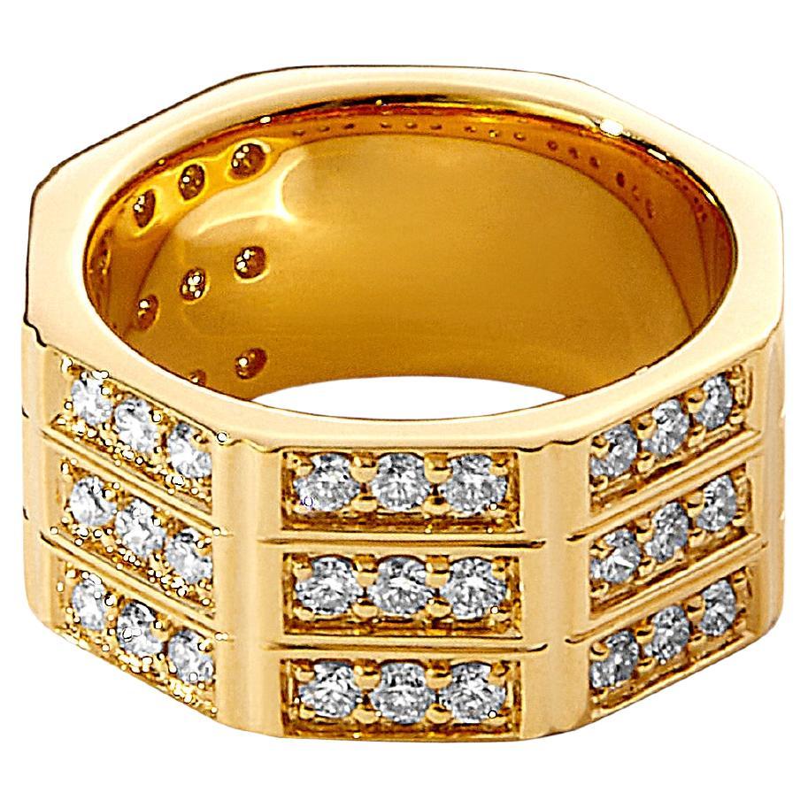 Syna Yellow Gold Octa Ring with Diamonds For Sale at 1stDibs