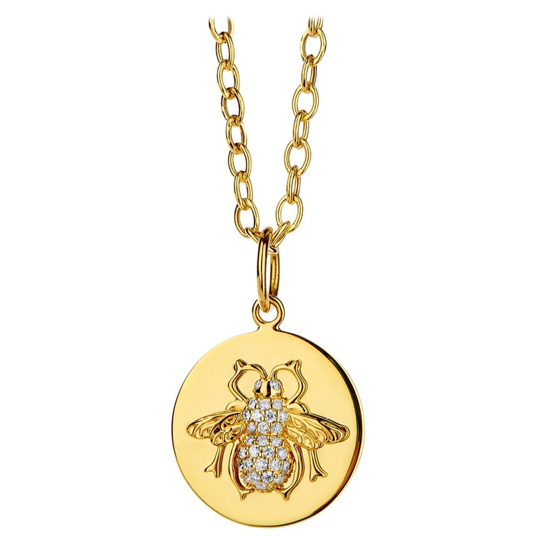 Syna Yellow Gold Queen Bee Pendant with Diamonds For Sale at 1stDibs