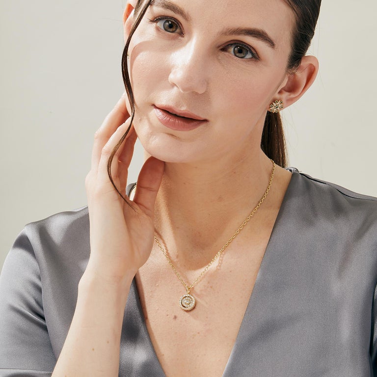 Syna Yellow Gold Rainbow Reversible Pendant with Multi Gem and Diamonds ...