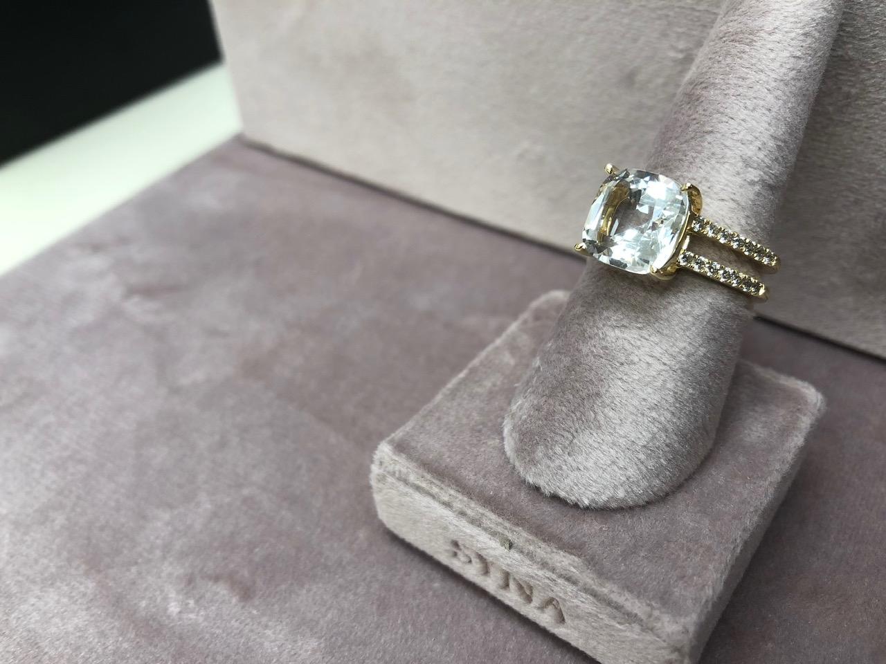 Syna Yellow Gold Rock Crystal Geometrix Ring with Diamonds For Sale at ...