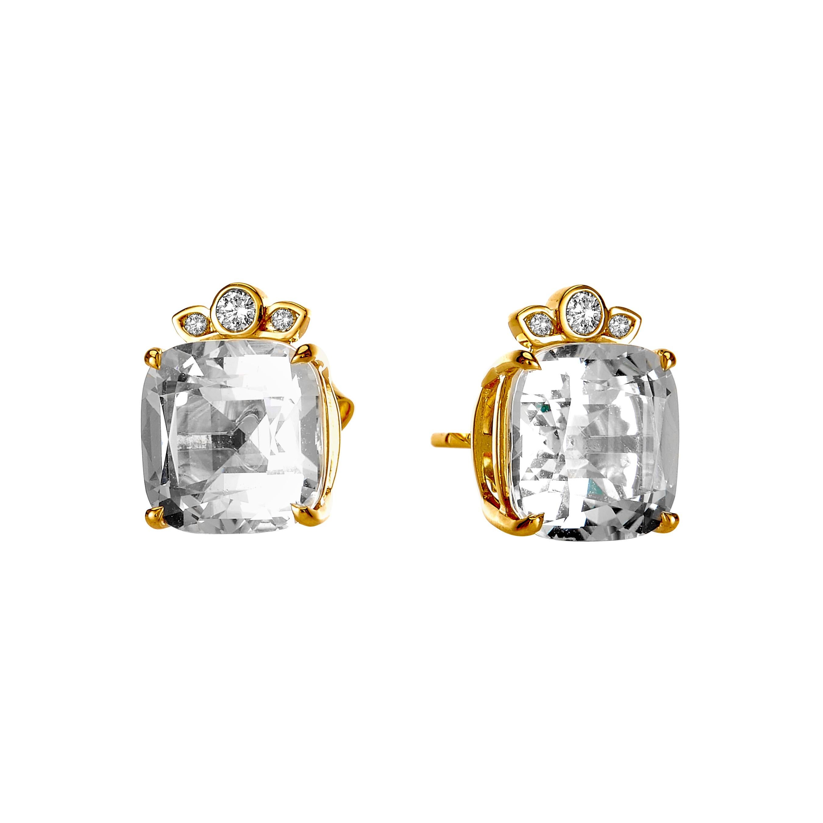 1.02 Carat Emerald White Diamond Rock Crystal Pearl Yellow Gold Stud ...