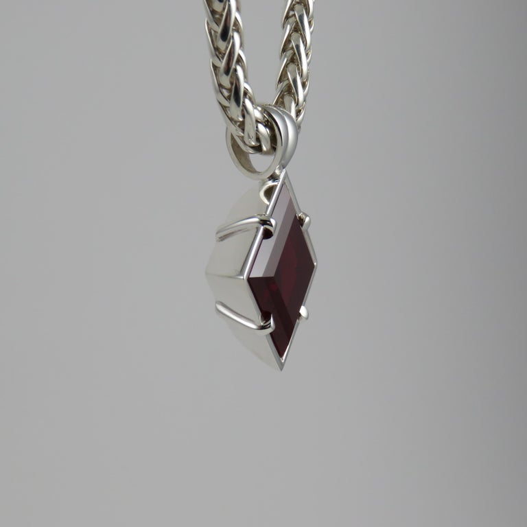 Synthetic Ruby Sterling Silver Pendant For Sale at 1stDibs