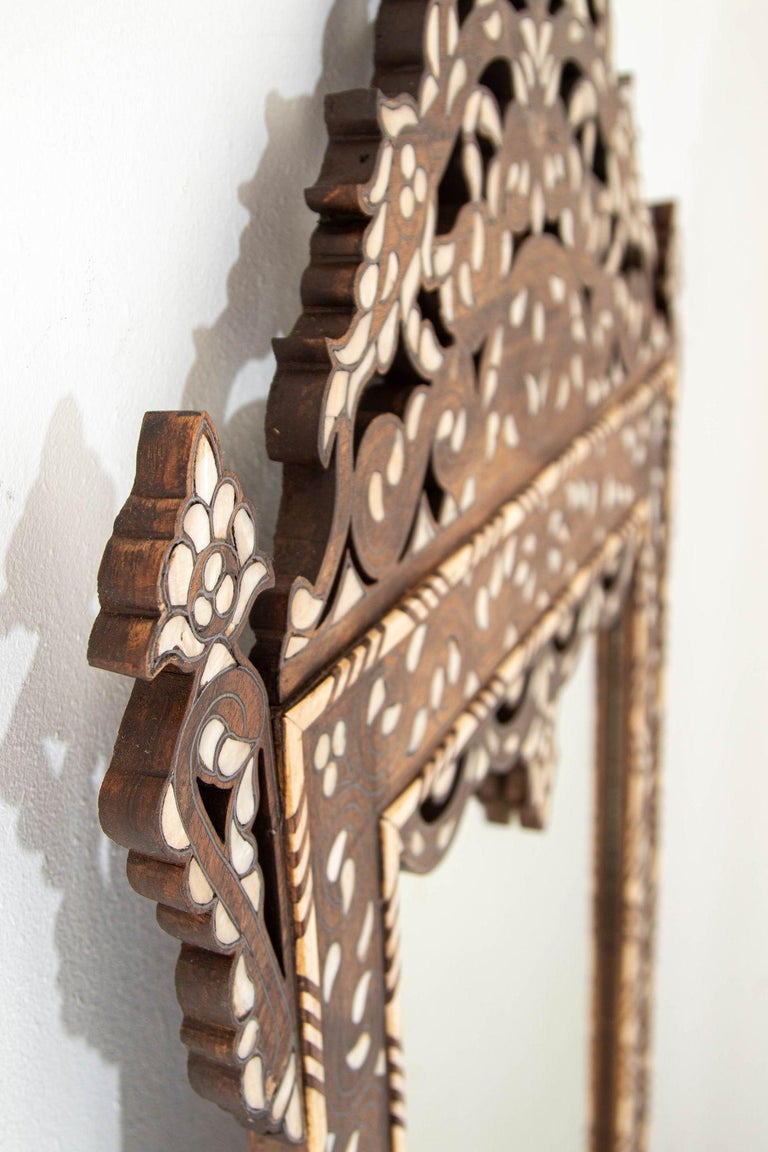 Damascene Moorish Bone Inlaid Mirrors With Floral Motif 52" H. A Pair ...