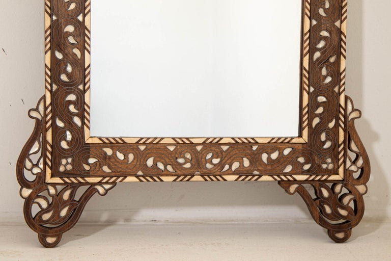 Damascene Moorish Bone Inlaid Mirrors With Floral Motif 52" H. A Pair ...