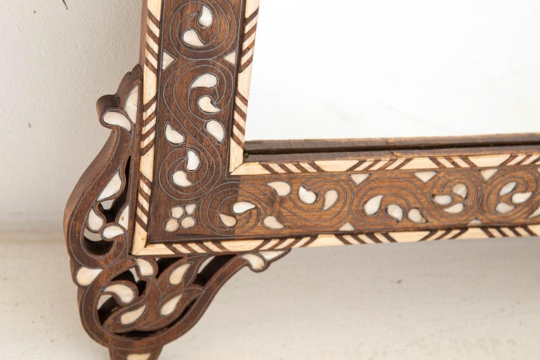 Damascene Moorish Bone Inlaid Mirrors With Floral Motif 52" H. A Pair ...