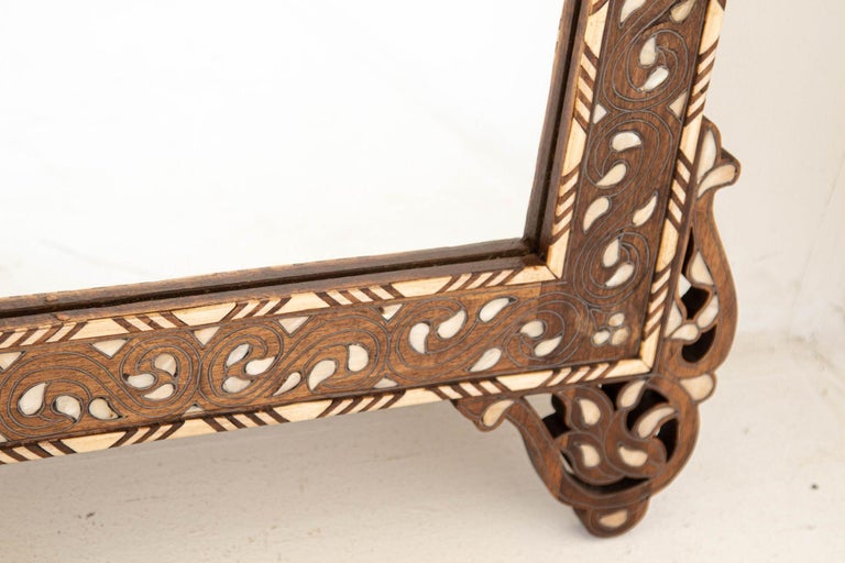 Damascene Moorish Bone Inlaid Mirrors With Floral Motif 52" H. A Pair ...