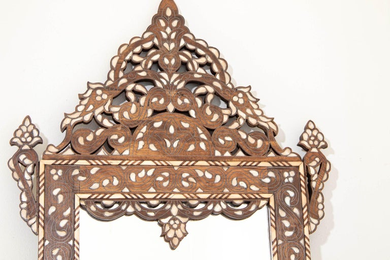 Damascene Moorish Bone Inlaid Mirrors With Floral Motif 52" H. A Pair ...