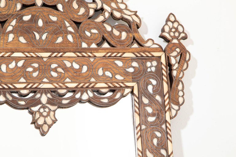 Damascene Moorish Bone Inlaid Mirrors With Floral Motif 52" H. A Pair ...