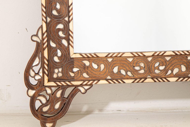 Damascene Moorish Bone Inlaid Mirrors With Floral Motif 52" H. A Pair ...