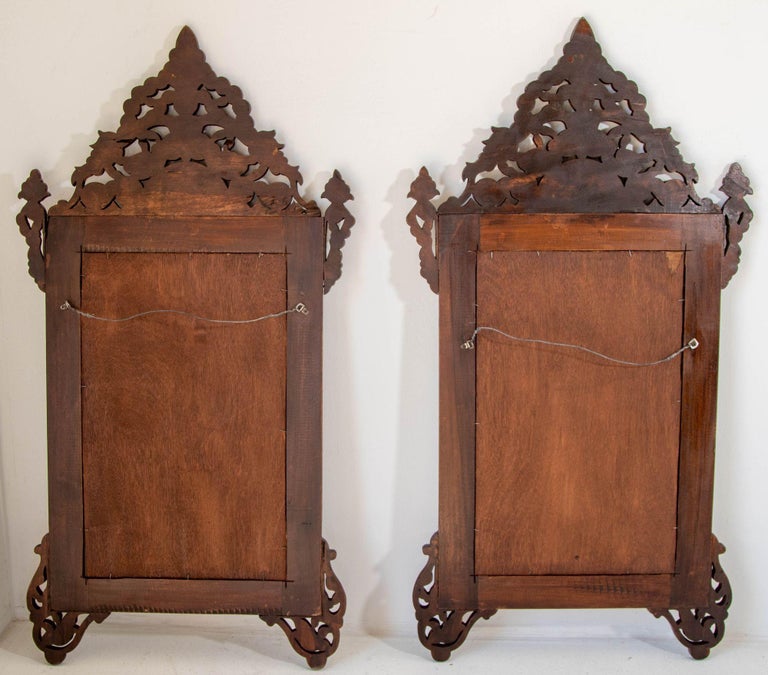 Damascene Moorish Bone Inlaid Mirrors With Floral Motif 52" H. A Pair ...
