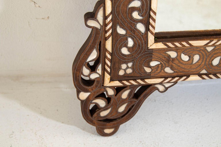 Damascene Moorish Bone Inlaid Mirrors With Floral Motif 52" H. A Pair ...