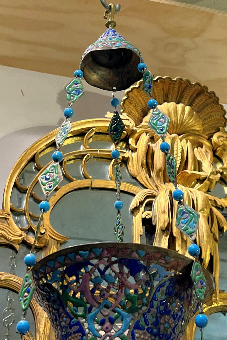 Syrian Mosque Lamp in Enameled Openwork Copper For Sale at 1stDibs ...