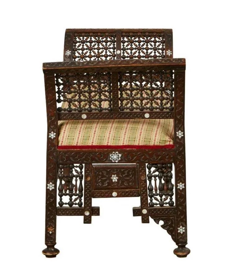 Syrian Mother of Pearl Inlaid Bench For Sale at 1stDibs