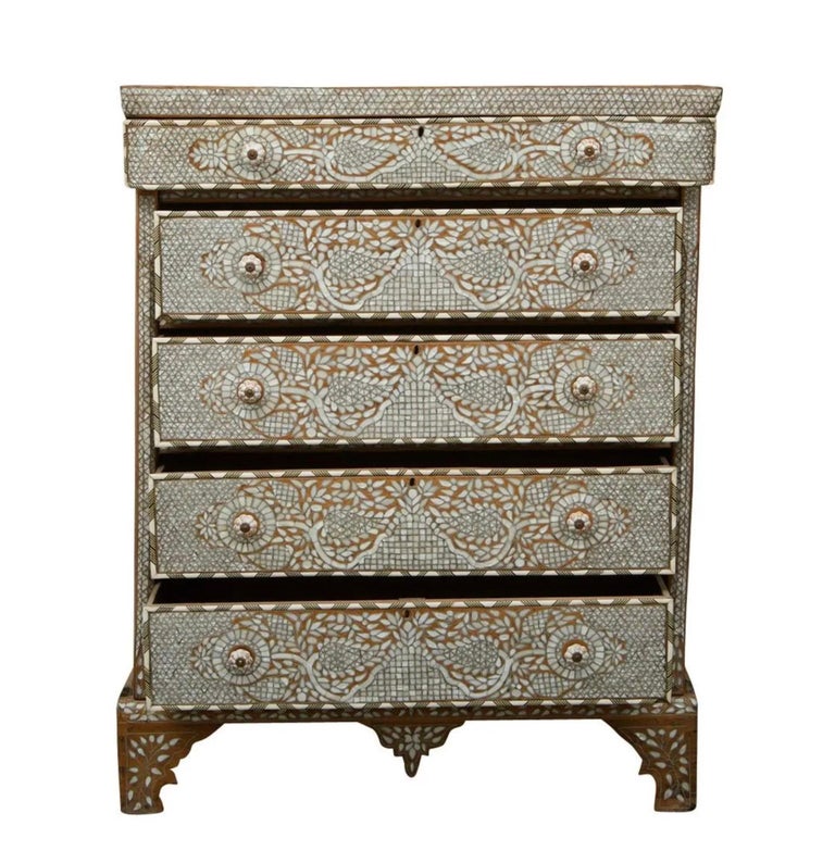 Syrian Mother of Pearl Inlaid Chest of Drawers For Sale at 1stDibs