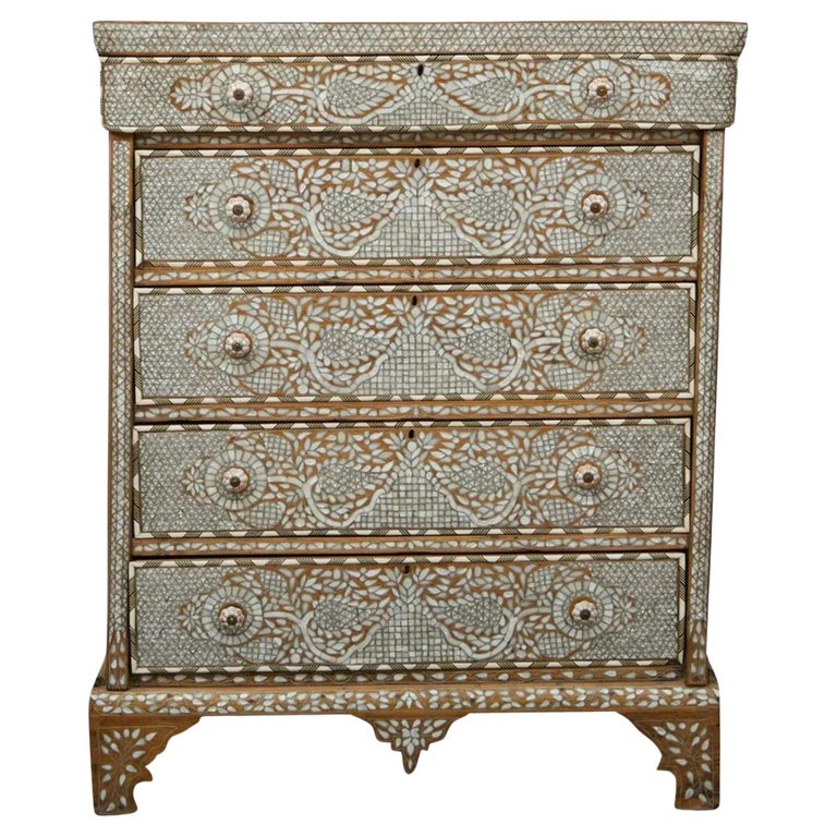 Syrian Mother of Pearl Inlaid Chest of Drawers For Sale at 1stDibs