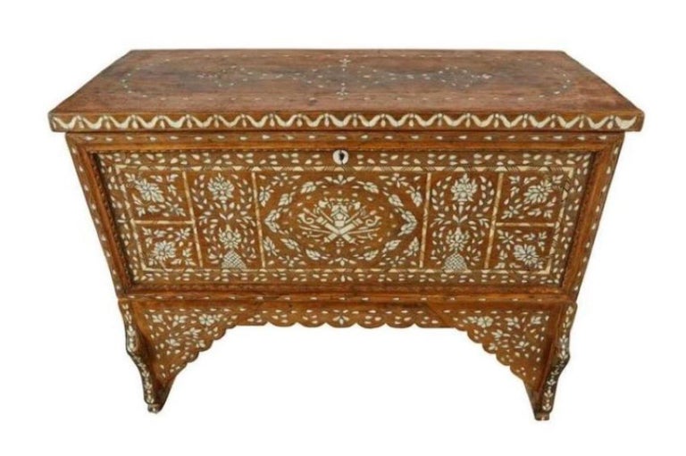 Syrian Mother of Pearl Inlaid Wedding Chest For Sale at 1stDibs