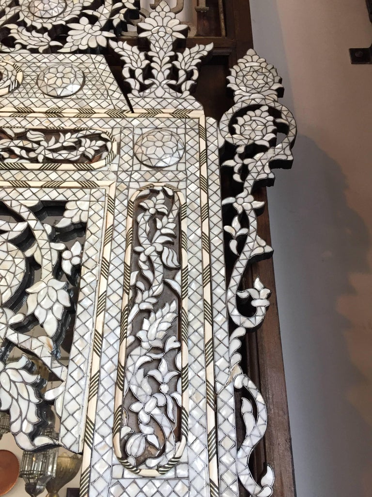 Syrian White Inlay Mirror, Late 20th century, 10ft Height at 1stDibs
