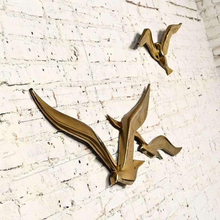 Syroco MCM Gilded Plastic Seagulls in Flight 3 Birds 2-Piece Wall ...